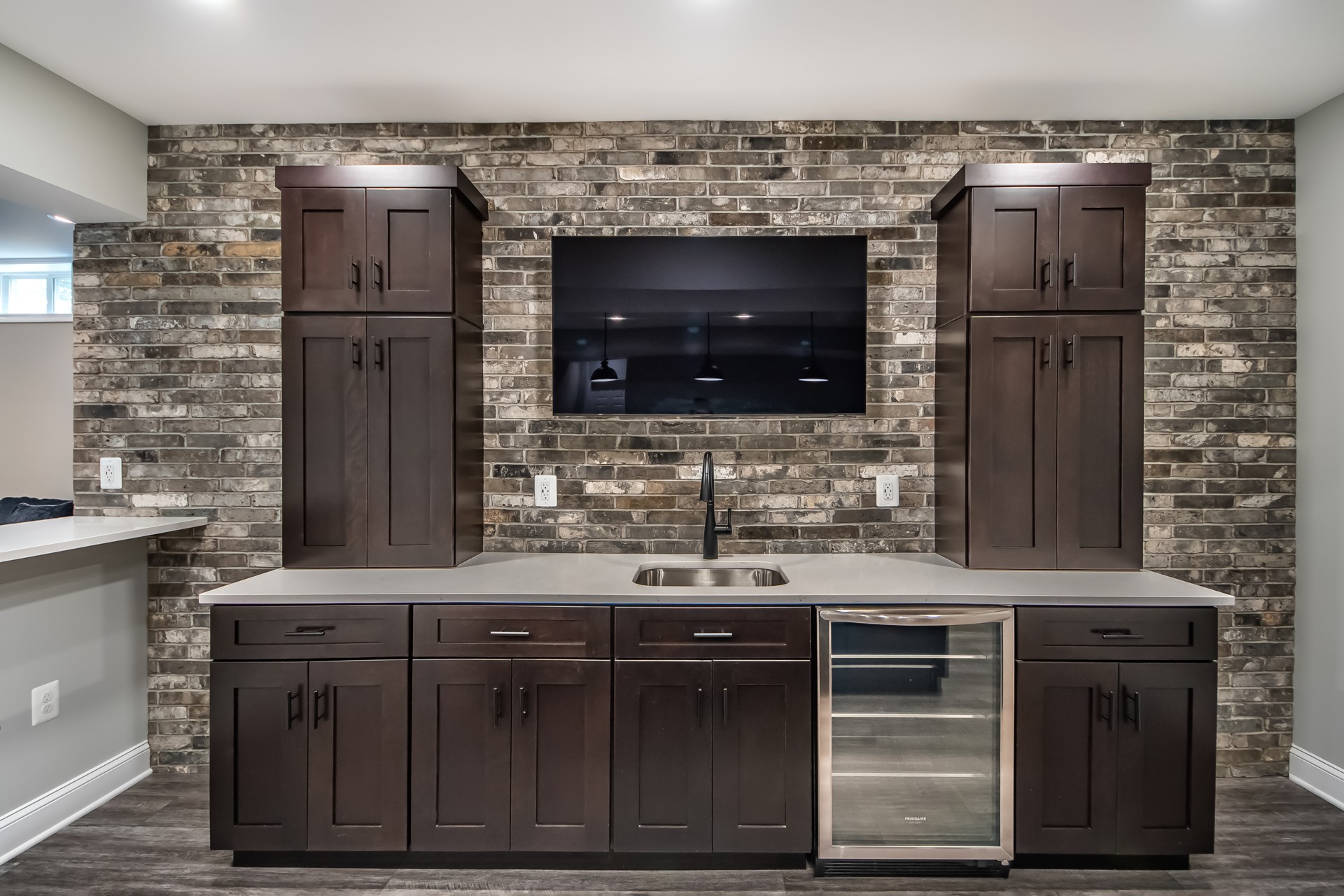 Basement Remodeling with full wet-bar and entertaining area