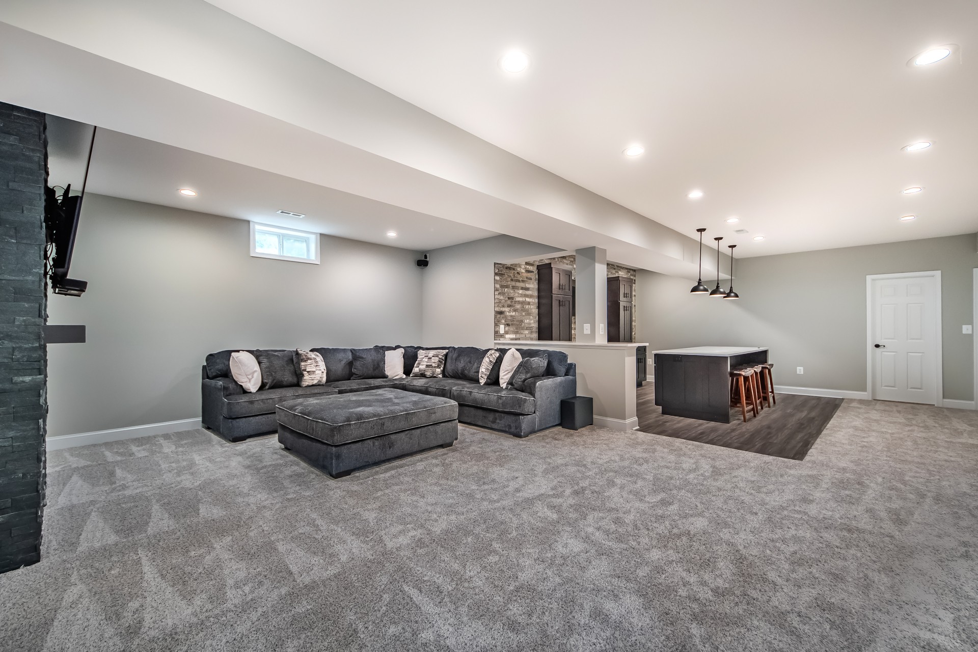 Basement Remodeling with full wet-bar and entertaining area