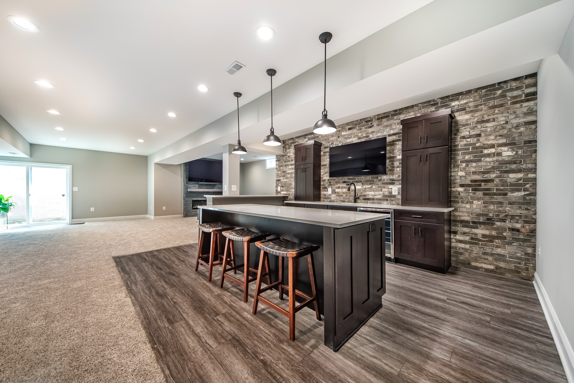 Basement Remodeling with full wet-bar and entertaining area