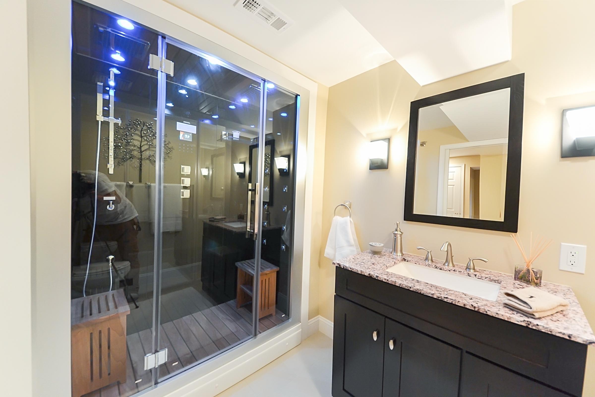 Basement Finishing - Billiard and Music Rooms with Steam Shower Room