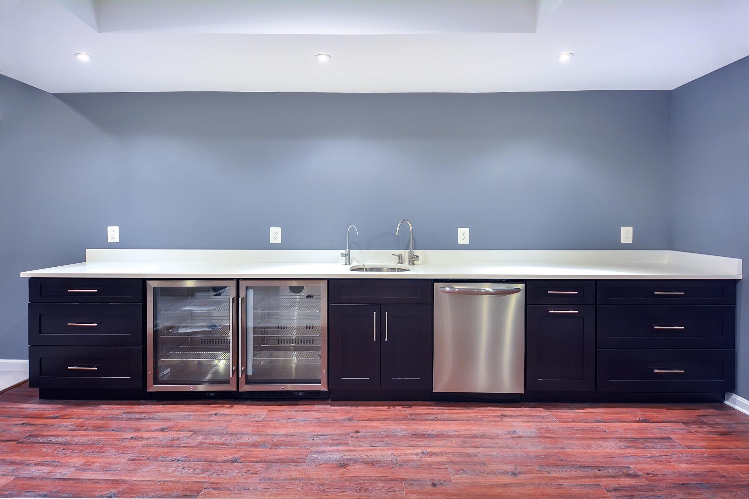 Sleek Basement Design - Recessed Ceiling, LVT Planking